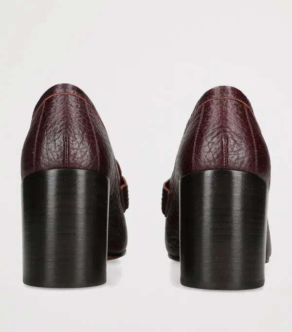Dries Van Noten Leather Heeled Loafers - Burgundy