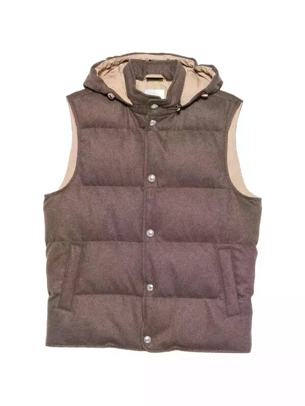 Eleventy Quilted Gilet With Drawstring Hood