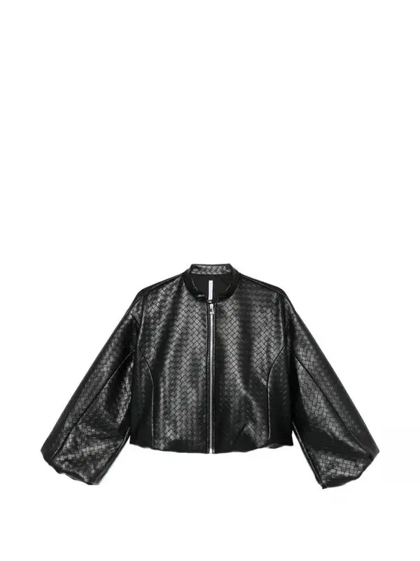 Imperial Woven-effect Balloon-sleeve Jacket