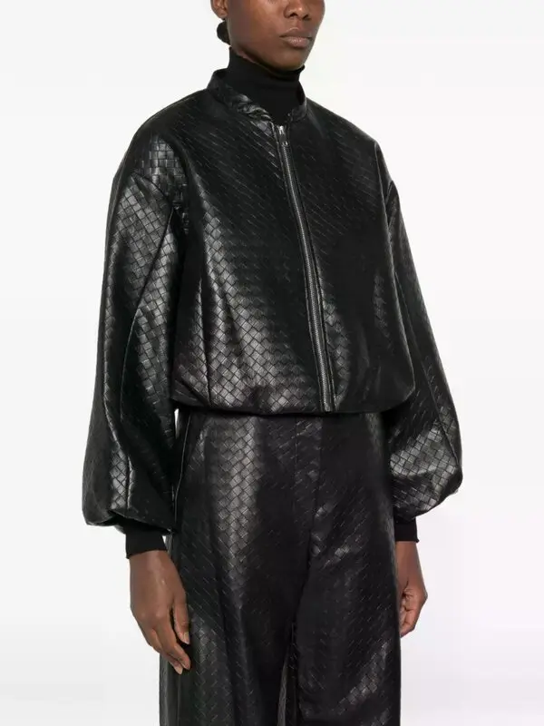 Imperial Woven-effect Balloon-sleeve Jacket