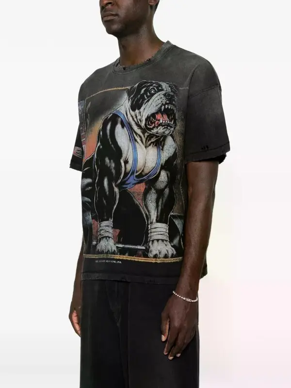 VALE FOREVER Graphic-print Distressed T-shirt - Black