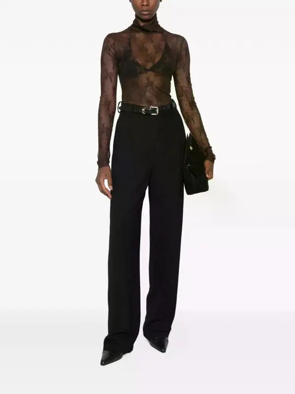 Imperial Floral-lace Roll-neck Top