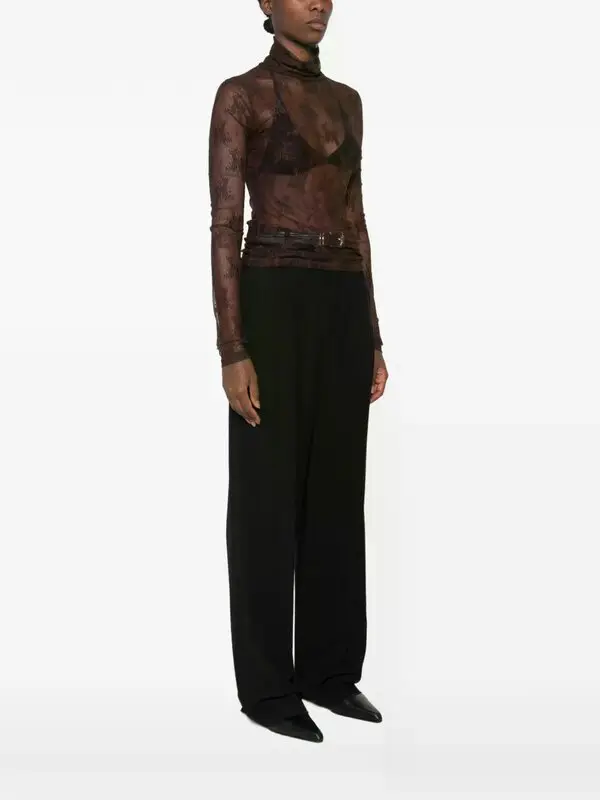 Imperial Floral-lace Roll-neck Top