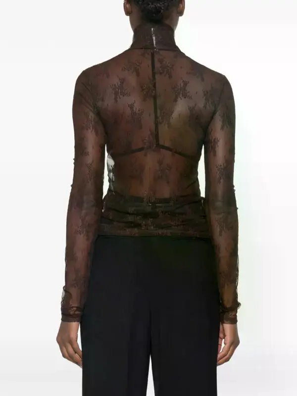 Imperial Floral-lace Roll-neck Top