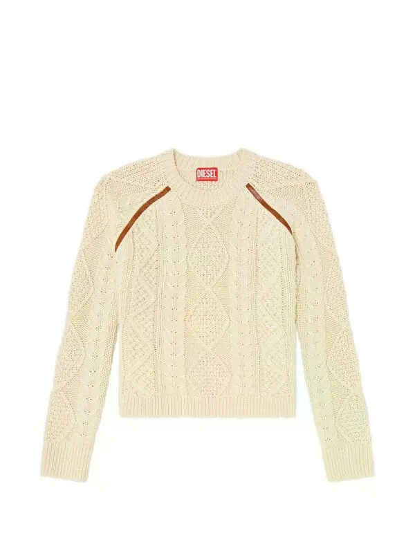 DIESEL® Cable-knit Crew Neck Sweater - Neutrals