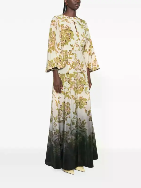 La DoubleJ Belle Botanical-print Ombré-effect Maxi Dress