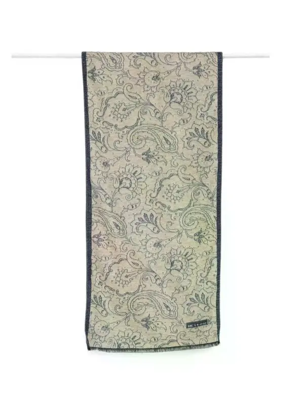 Kiton Paisley-print Frayed Scarf