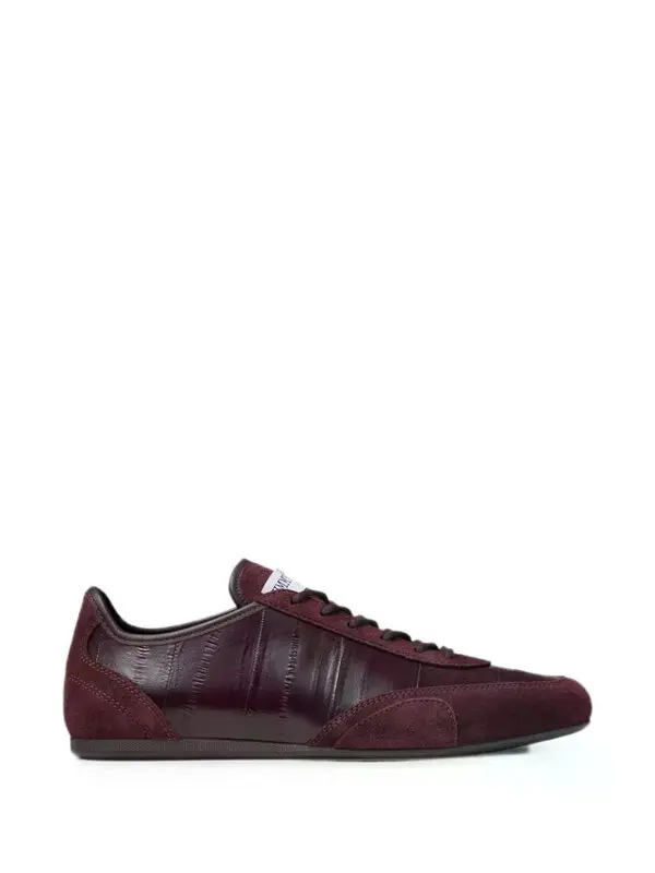 JIMMY CHOO Sunny F Deep Merlot Leather Mix And Eel Printed Leather Low Top Trainers - Red