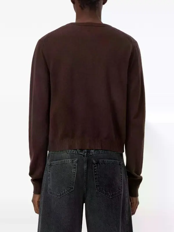 Closed Button-up Crew-neck Cardigan