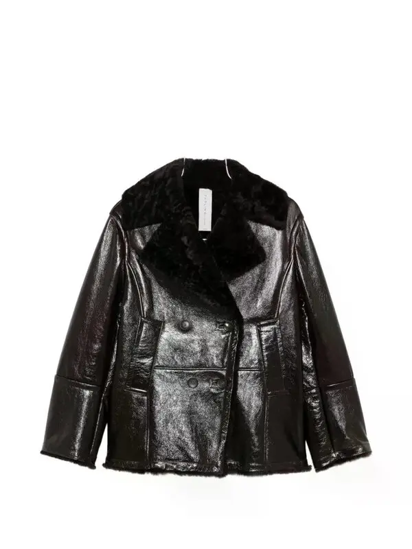 FURLING BY GIANI Shearling-collar Double-breasted Jacket