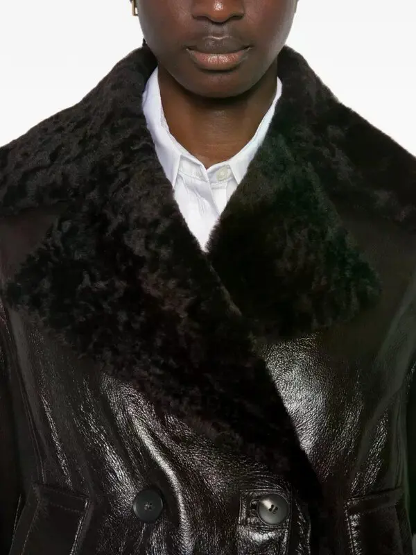 FURLING BY GIANI Shearling-collar Double-breasted Jacket