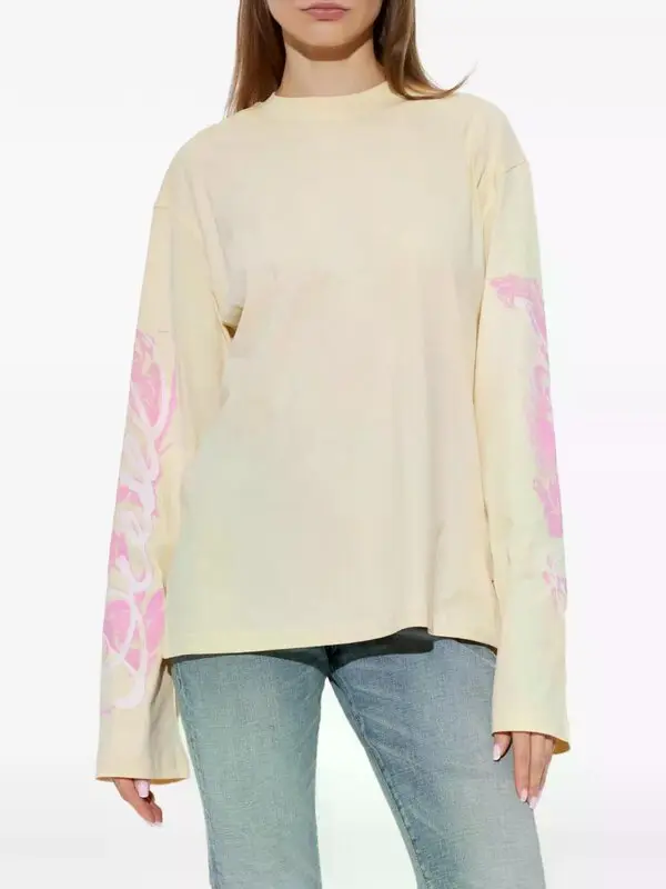 DIESEL® Long-sleeve T-shirt With Graphic Prints And Crystals