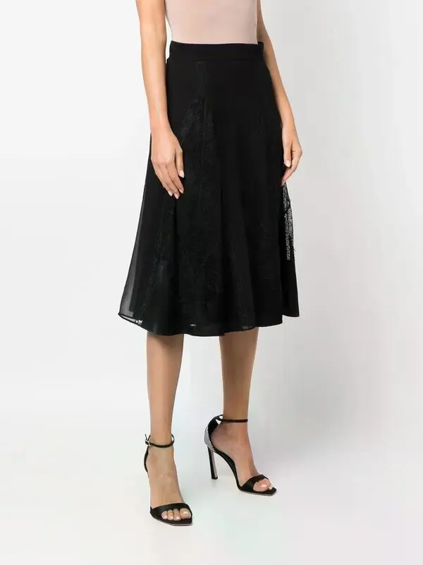 Alberta Ferretti Lace Detail Midi Skirt