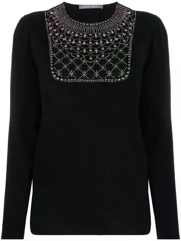 Alberta Ferretti Embellished Collar Jumper