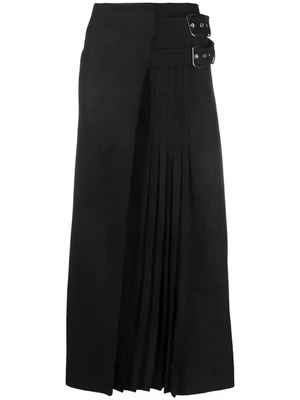 Alberta Ferretti Buckle-detail Pleated Skirt - Black