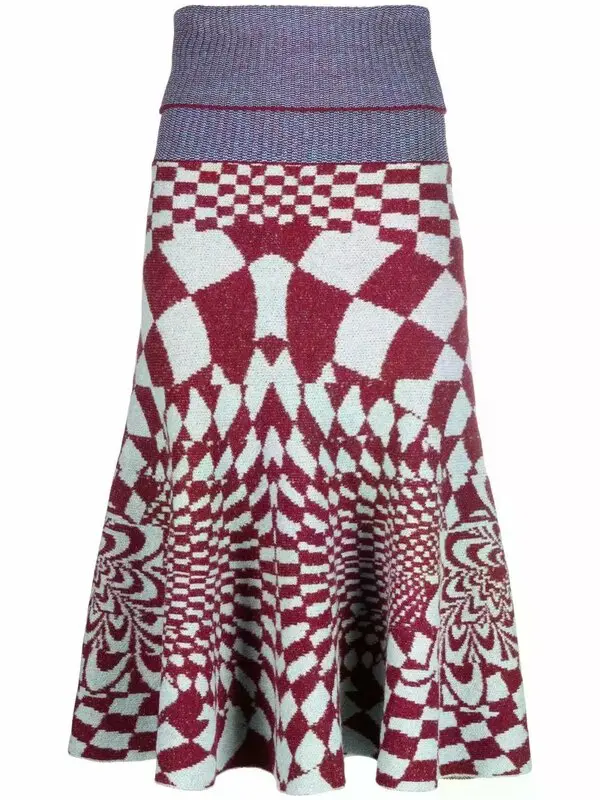 Stella McCartney Geometric-knit Flared A-line Skirt