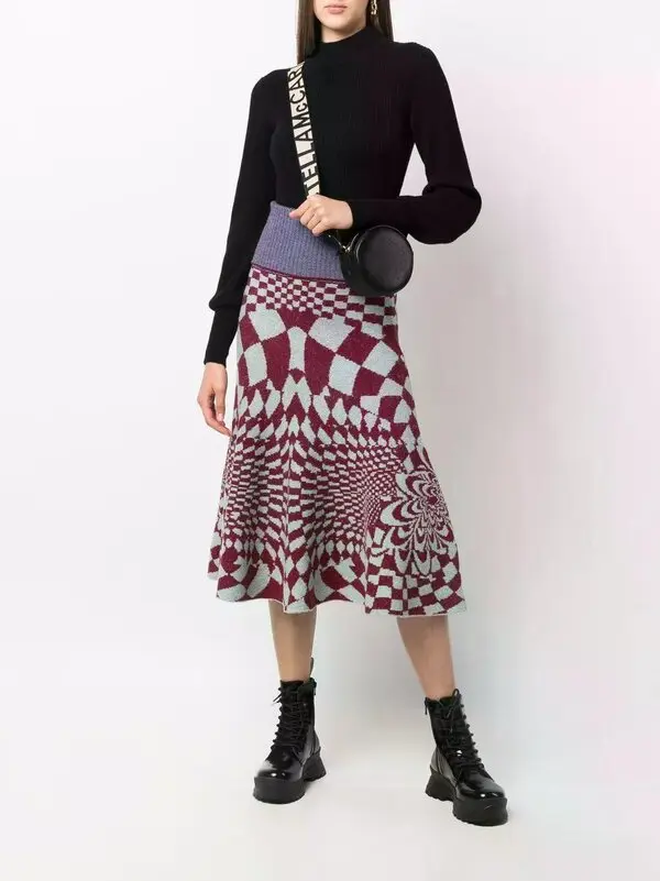 Stella McCartney Geometric-knit Flared A-line Skirt