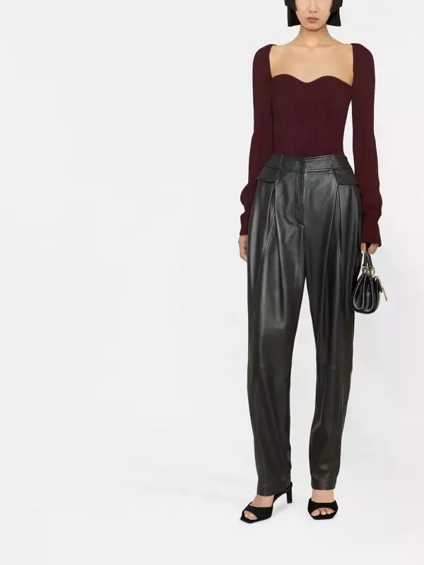 Alberta Ferretti High-waisted Leather Trousers