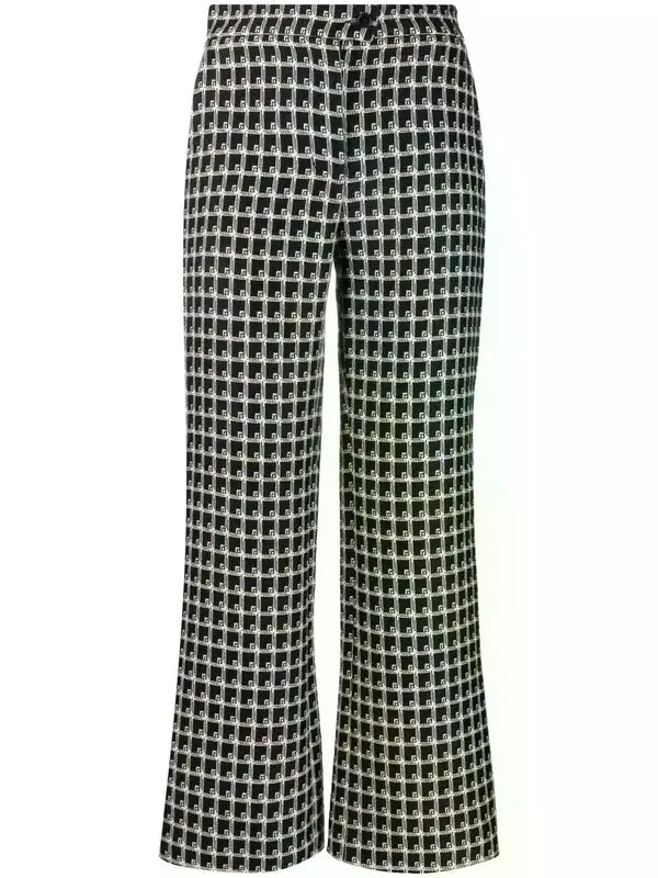 Alberta Ferretti Cropped Geometric-print Trousers