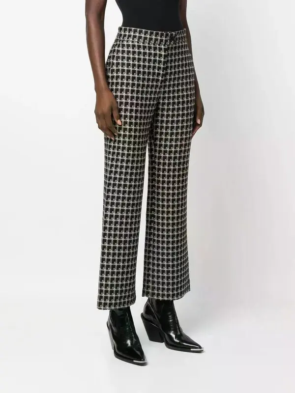 Alberta Ferretti Cropped Geometric-print Trousers