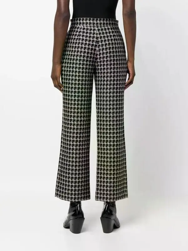 Alberta Ferretti Cropped Geometric-print Trousers