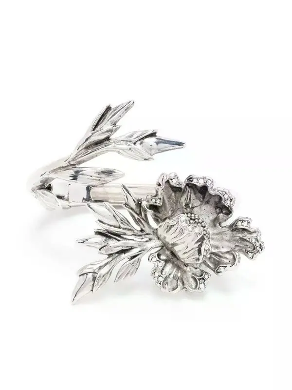 Alberta Ferretti Tone Asymmetric Floral Cuff Bracelet