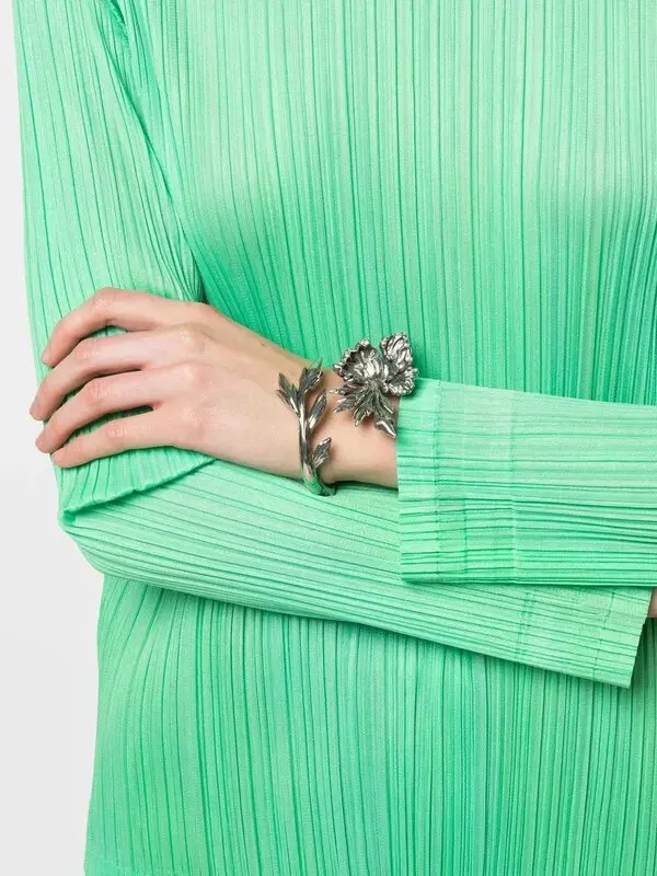 Alberta Ferretti Tone Asymmetric Floral Cuff Bracelet