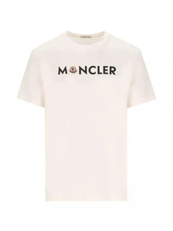 Moncler Logo Cotton T-shirt - Neutrals