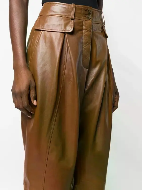 Alberta Ferretti High-waisted Leather Trousers