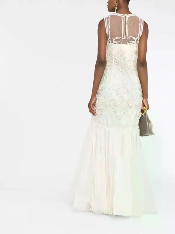 Alberta Ferretti Sheer-panel Evening Gown