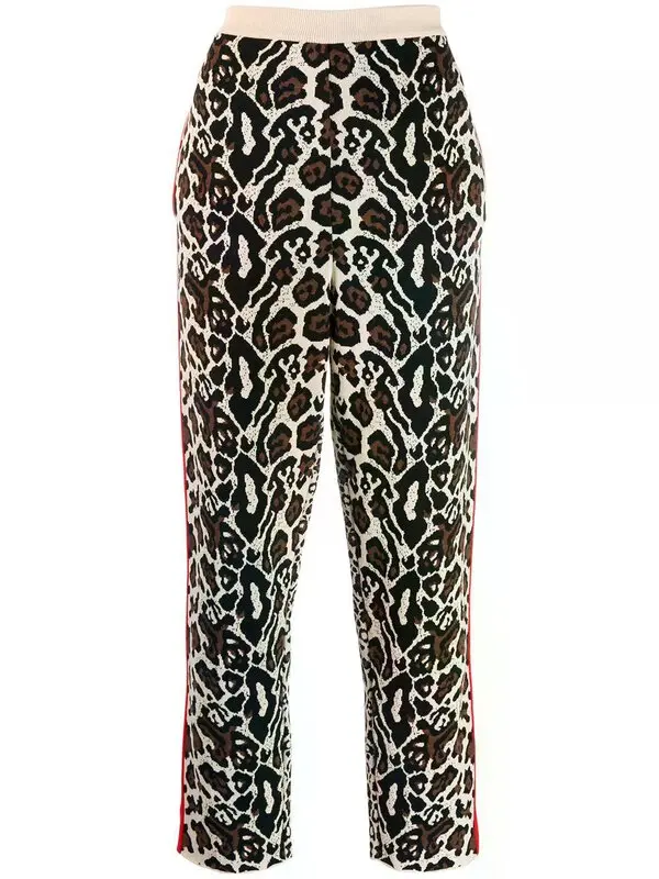 Stella McCartney Animal-jacquard Knitted Trousers - Neutrals