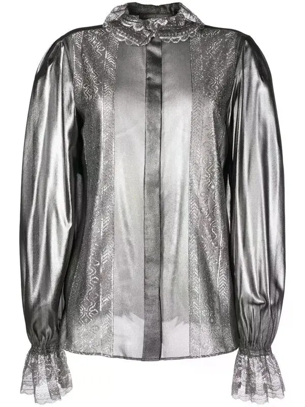 Alberta Ferretti Laminated Finish Lace Shirt
