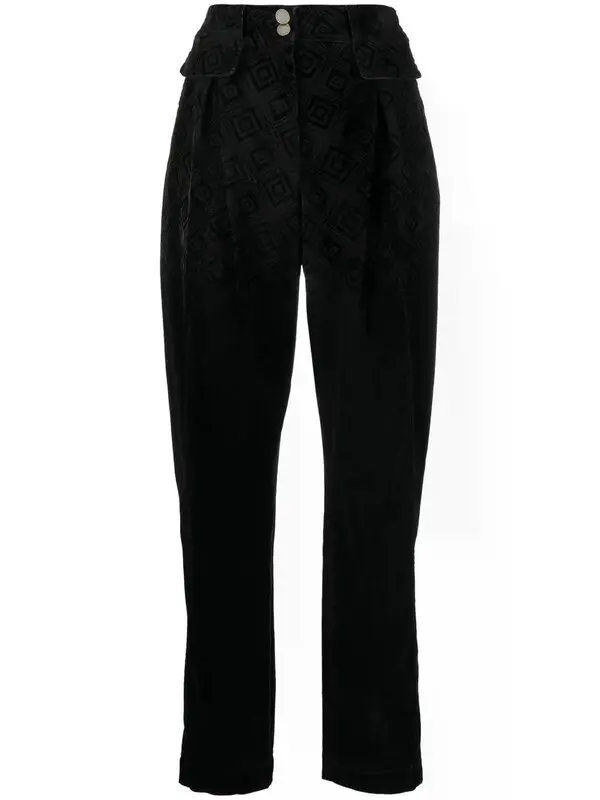 Alberta Ferretti Geometric-print High-waisted Trousers