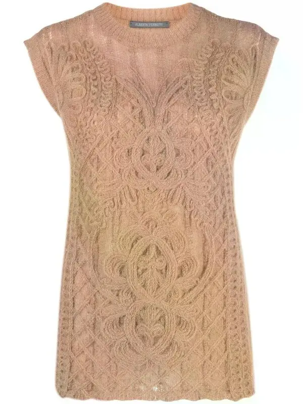 Alberta Ferretti Cable-knit Crew Neck Vest