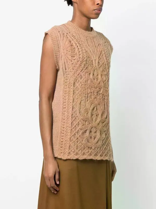 Alberta Ferretti Cable-knit Crew Neck Vest
