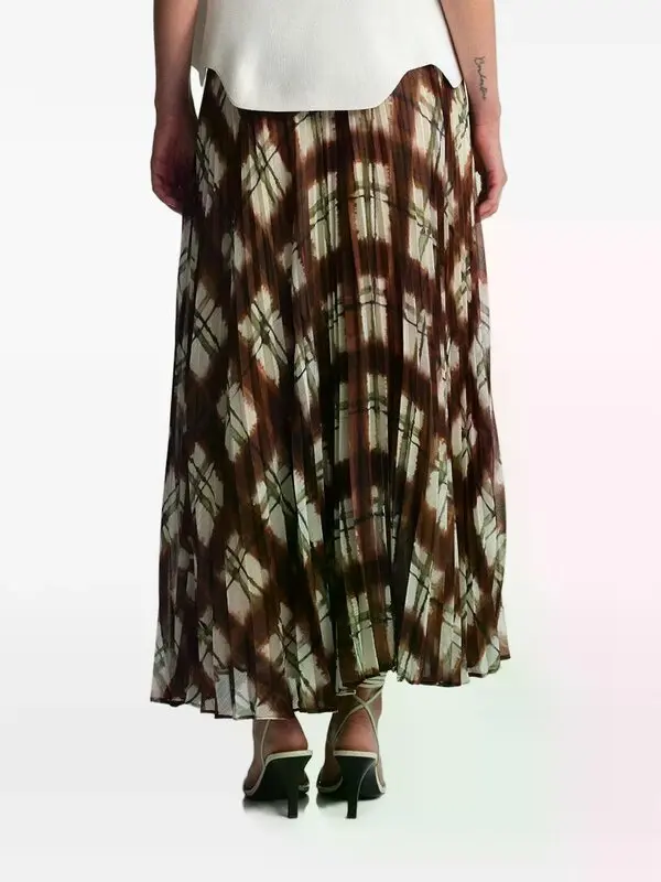 Cara Cara Otta Pleated Plaid Maxi Skirt