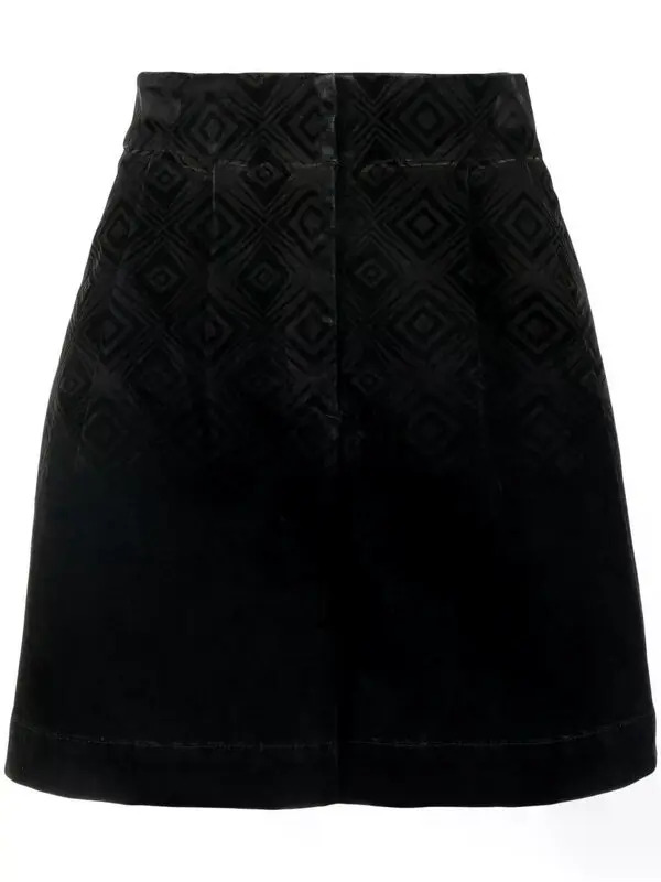 Alberta Ferretti Velvet Geometric-pattern Shorts - Black