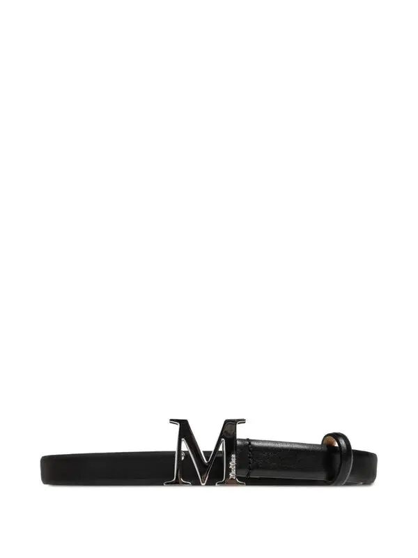 Max Mara Logo Plaque Leather Belt - Black