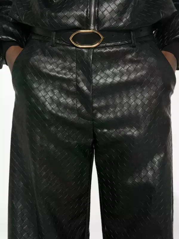 Imperial Basket-weave Wide-leg Trousers