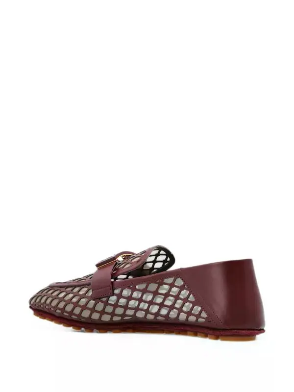 Fendi Burgundy Leather Loafers With Ff Baguette Motif