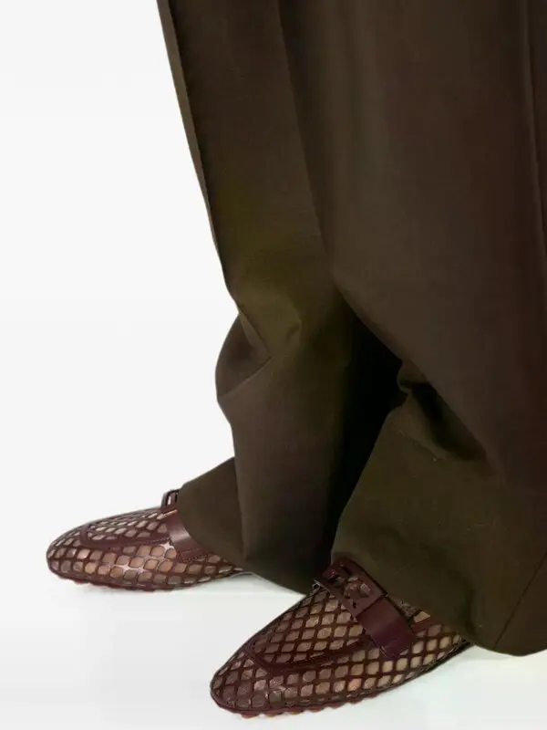 Fendi Burgundy Leather Loafers With Ff Baguette Motif