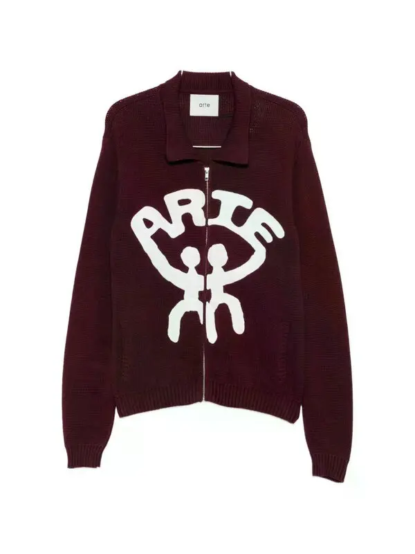 ARTE ANTWERP Graphic-intarsia Zip-up Sweater