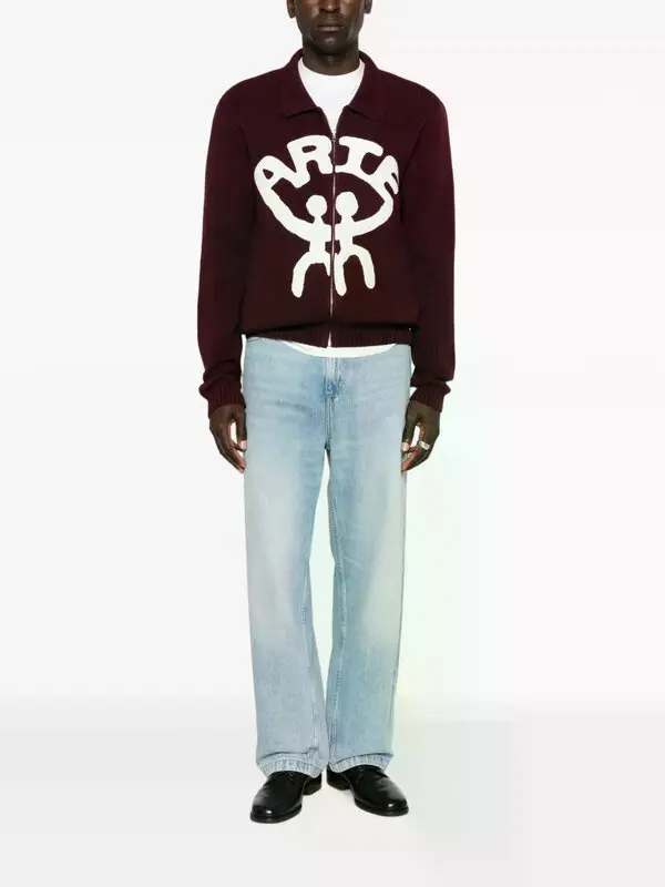 ARTE ANTWERP Graphic-intarsia Zip-up Sweater