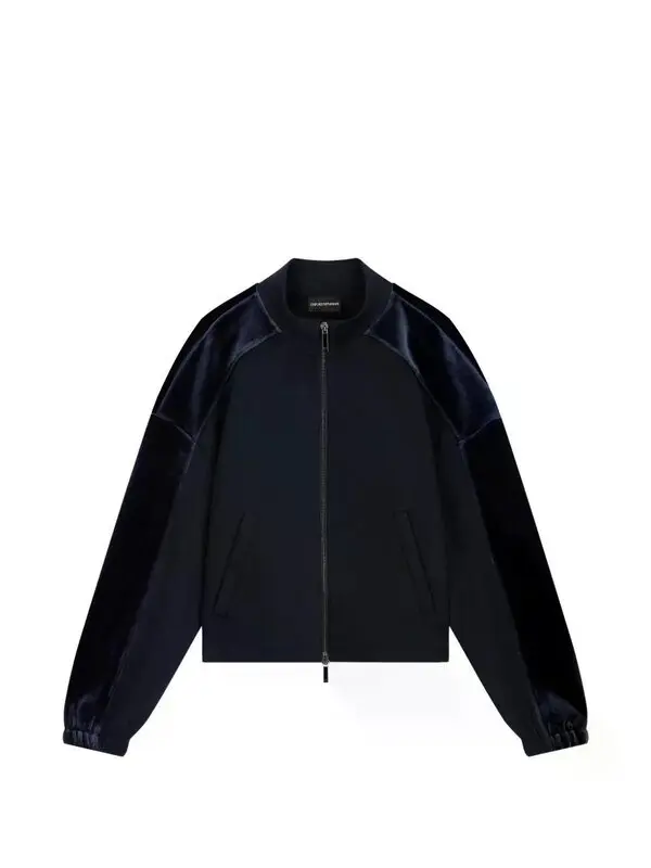 Emporio Armani Zip-up Double Jersey Jacket - Black