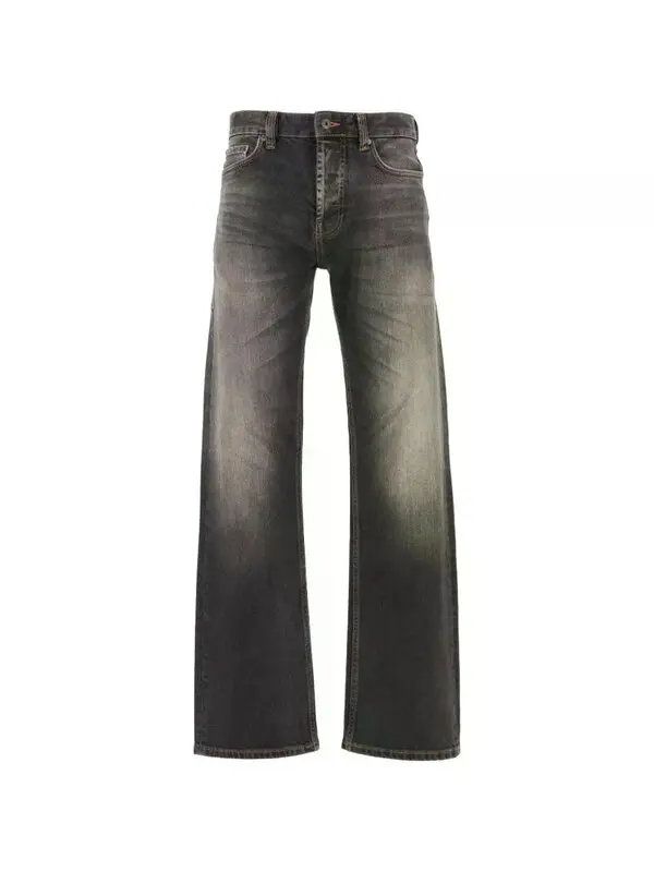 Emporio Armani Straight-leg Five-pocket Denim Jeans With A Faded Effect - Grey