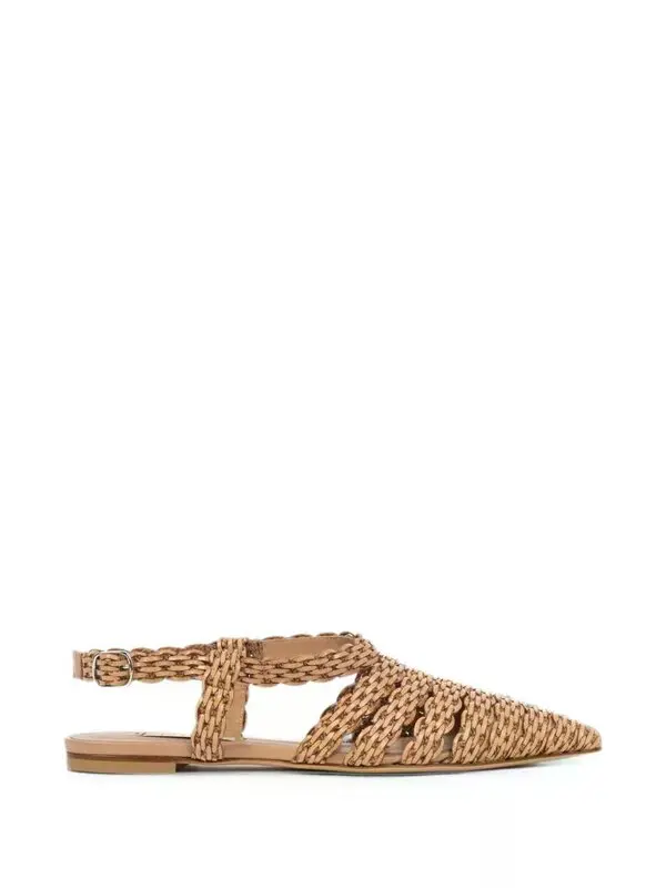 Casadei Avenida Woven Slingback Flat Pumps - Brown