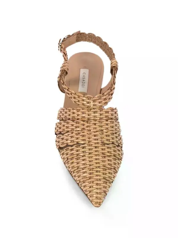 Casadei Avenida Woven Slingback Flat Pumps