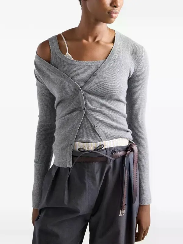 Prada Ribbed Cashmere Cardigan