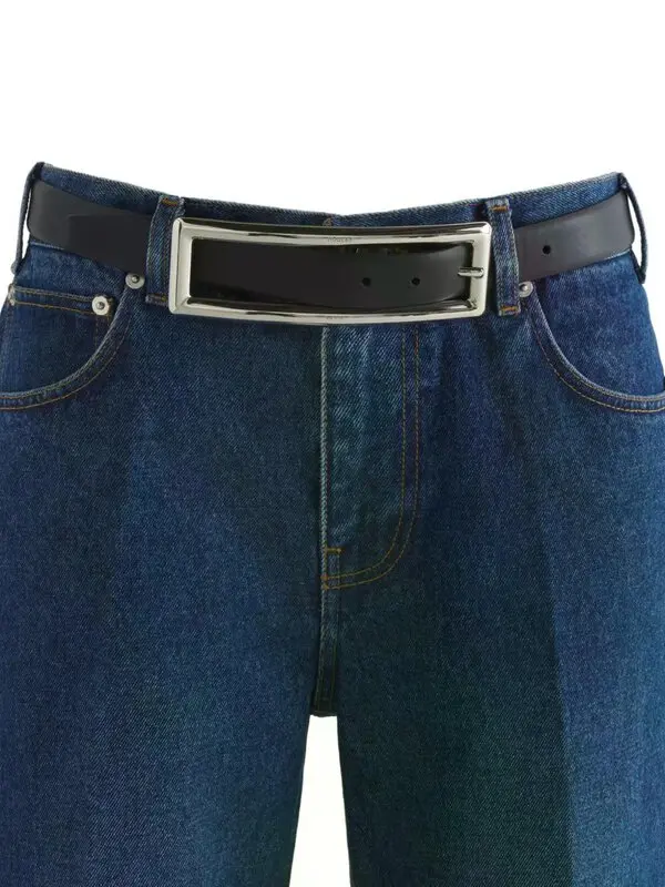 MUGLER Silver Rectangle Buckle Belt