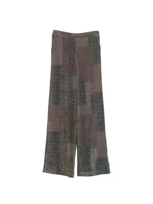BYE Patchwork Check Wide-leg Trousers - Brown